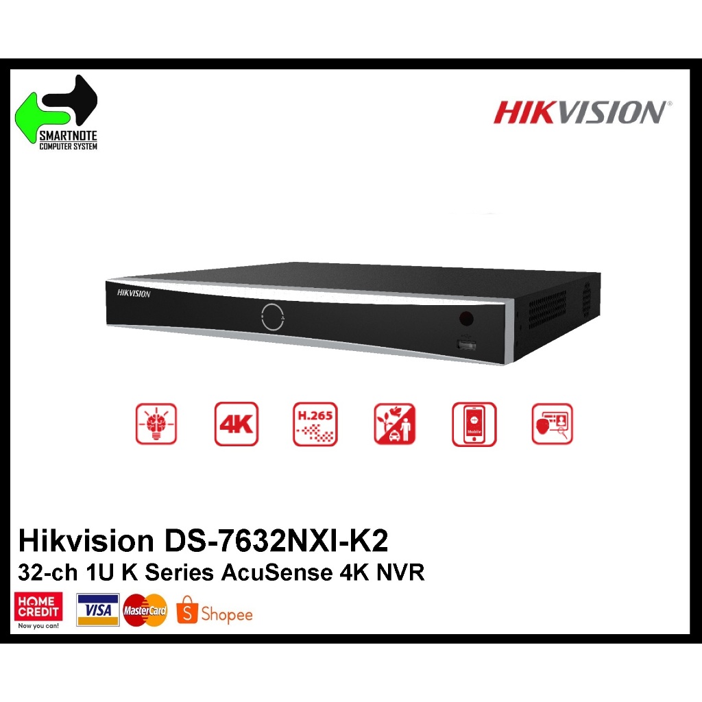 HIKVISION DS-7632NXI-K2 AcuSense H.265+ 256Mbps 32CH 2SATA 1U NVR | Shopee Philippines