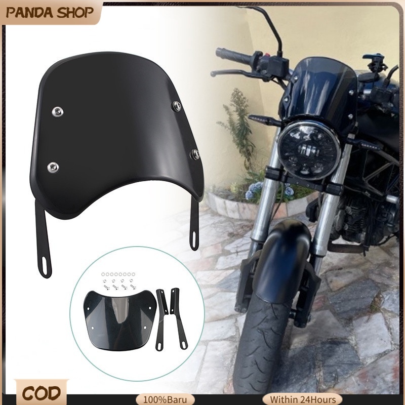 Motorcycle Windshield Retro Windscreen Universal Windshield Fit 5 to 7 ...