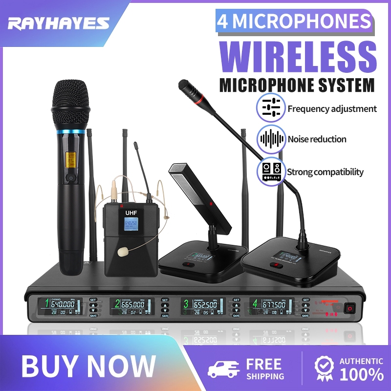 RAYHAYES Wireless microphone original UHF 4-channel Handheld Gooseneck ...