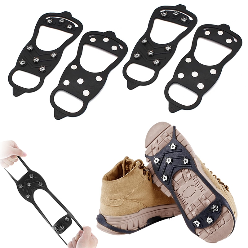 1 Pairs Anti-Slip Snow Ice Cleats 8 Steel Studs Anti Slip Ice Snow ...