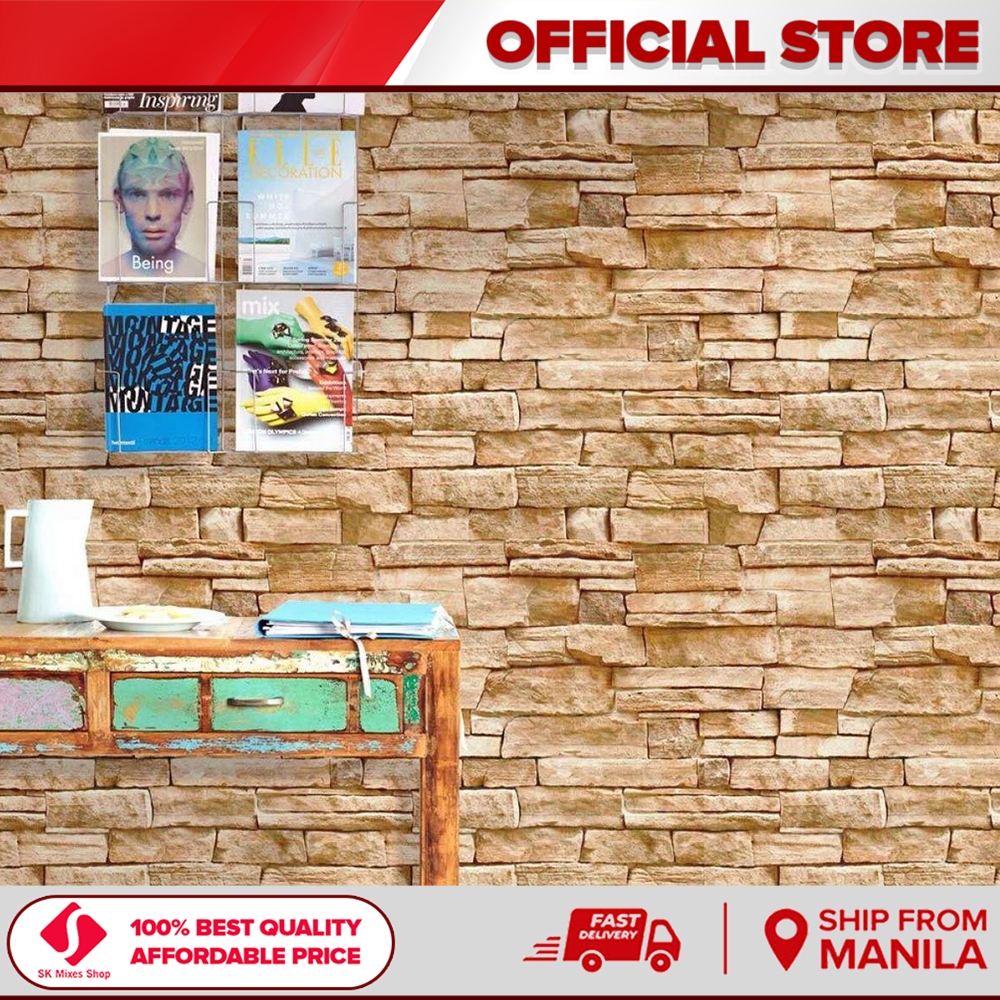 SK Mix PVC Bricks Design Wallpaper Waterproof Sticker 45cm*10m | Shopee ...