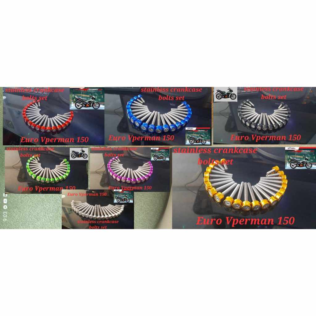 yaka mc hub stainless crankcase bolts set for Euro Vperman 150 allen ...