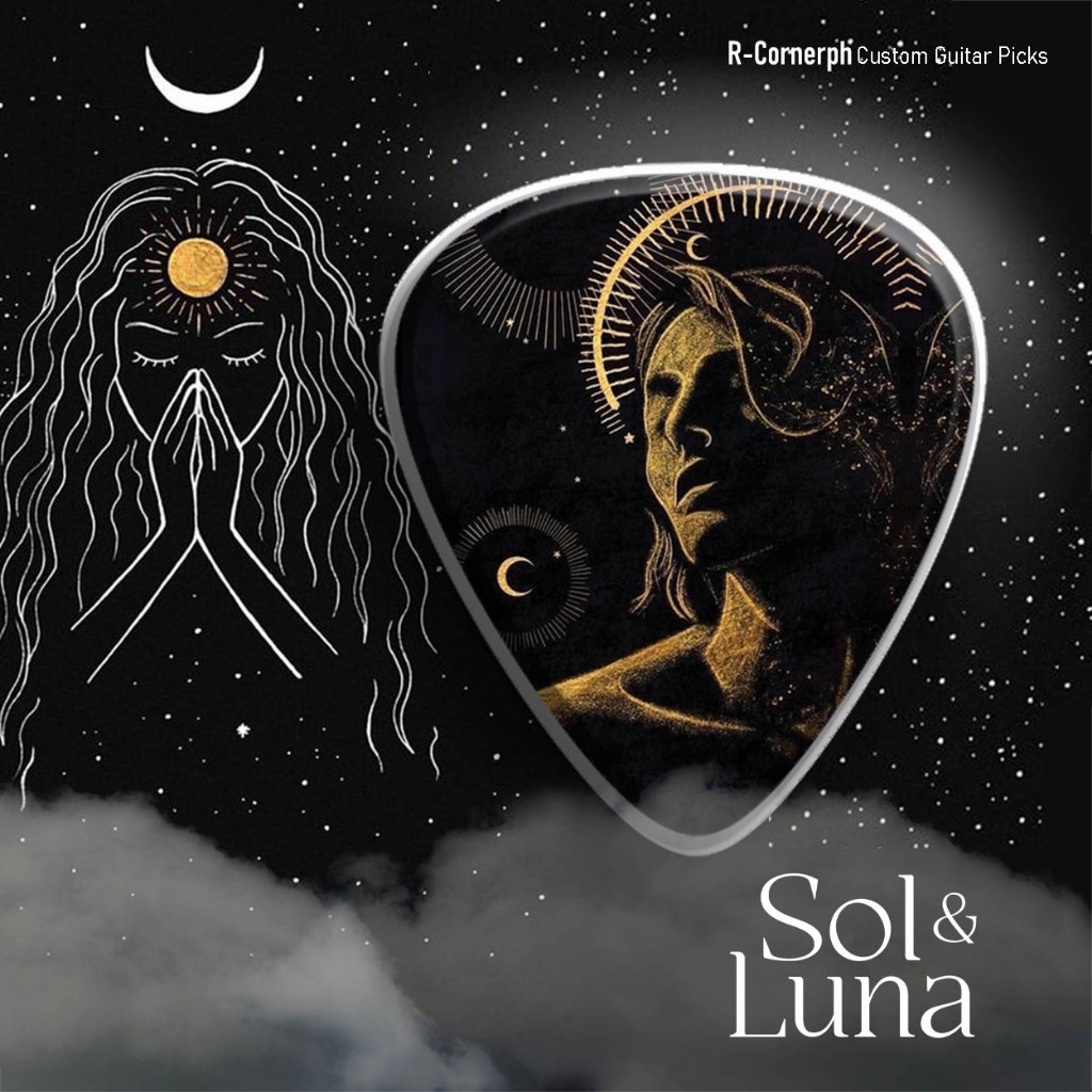Sol and Luna Customized Guitar Pick for Music String Acoustic Bass ...