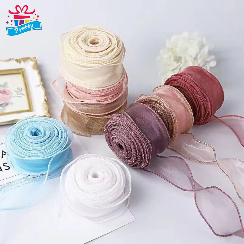Pretty 4cm/9m Plain Fishtail Ribbon Yarn With Wavy Edge Wrap Flower ...