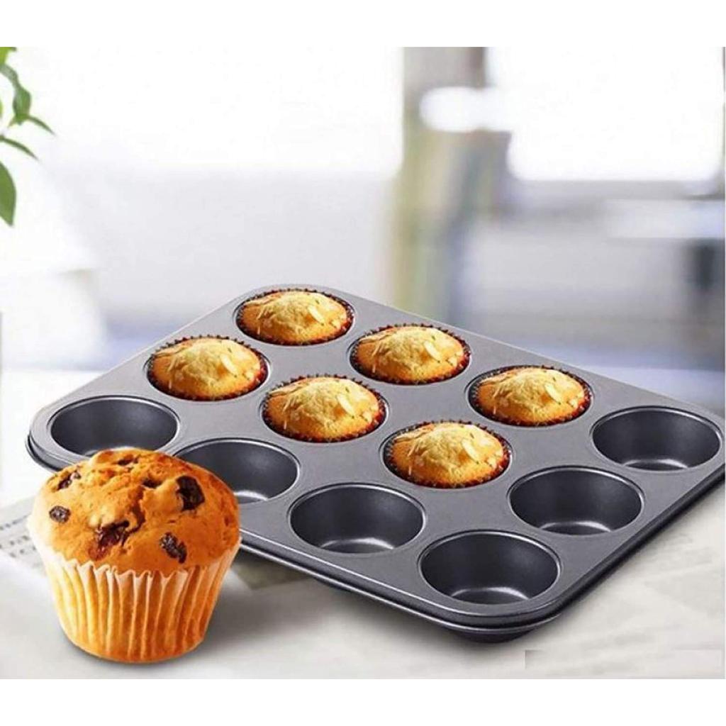 New Cupcake / Muffin / Egg Tart 12 Mold Non Stick Baking Pan Molder ...