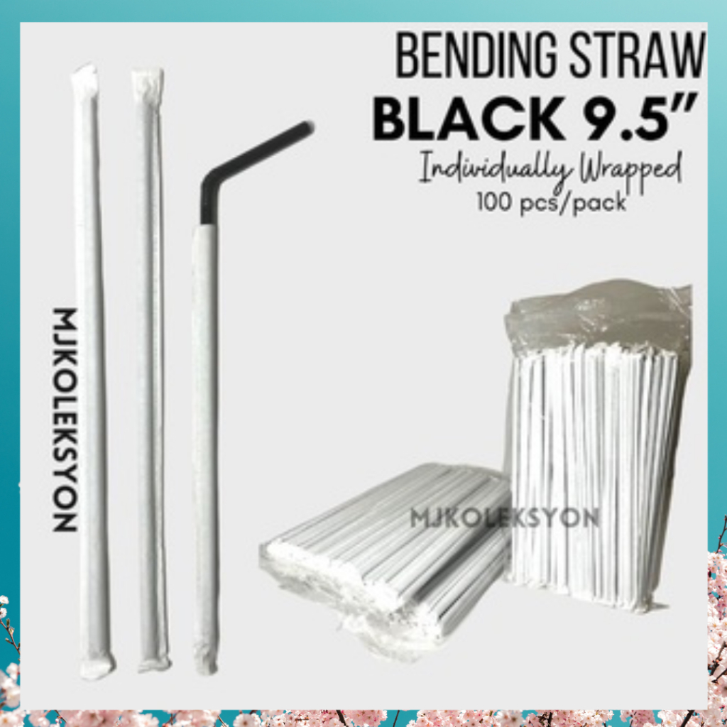 Black Bending Straw Individually wrapped 100pcs | Shopee Philippines