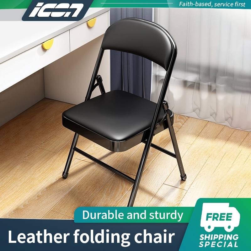 ICON Portable Folding Chair Backrest Heavy Duty Fold up Stool Metal and ...