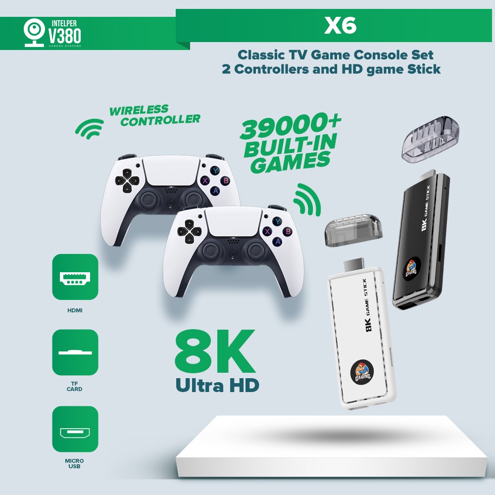Intelper X6 Game Stick 4K HD Built-In 64G 39000+ Games MAME PS1 Games ...