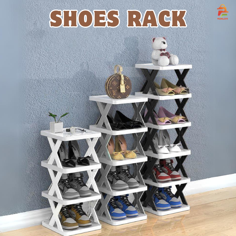Multi-Tier Folding Shoe Rack, Multi-layer X-shaped shelf for families ...