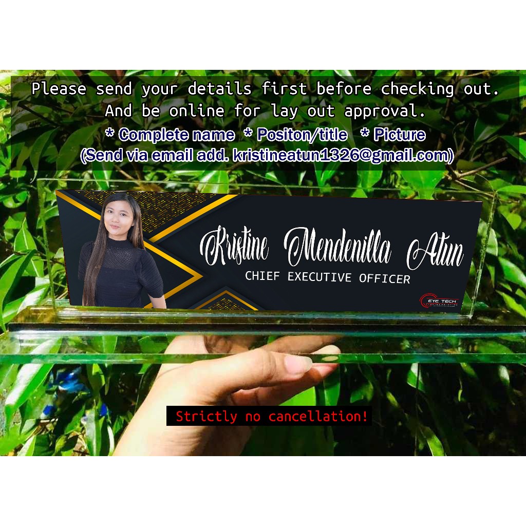 Personalized Glass desk Name Plate for office Table with picture ...