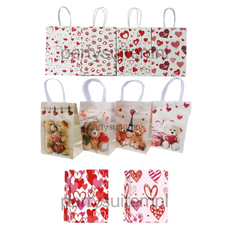 12 Pieces Valentines Bear Paper Bag | Shopee Philippines