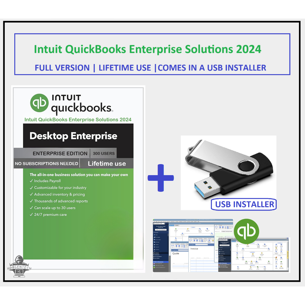 QUICKBOOKS ENT. 2024 + ADVANCED INVENTORY FULL VERSION | LIFETIME USE | COMES IN A USB FLASH ...
