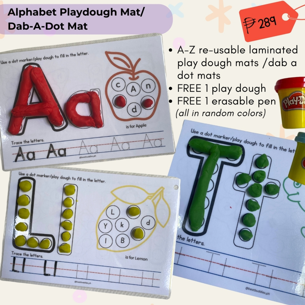 Alphabet and Number Play Dough Mat | Dab-A-Dot Erasable Laminated ...