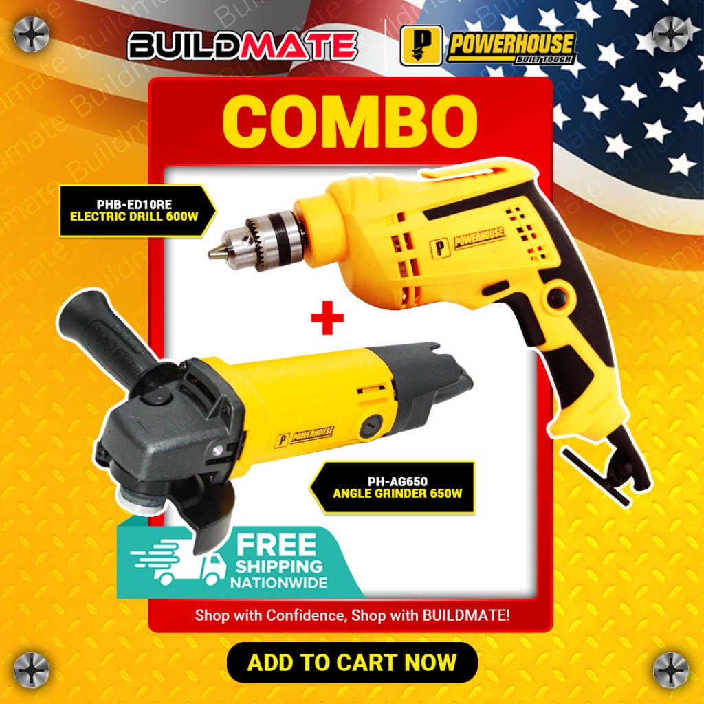 BUILDMATE Powerhouse Electric Drill 600W / 700W with Angle Grinder 650W ...