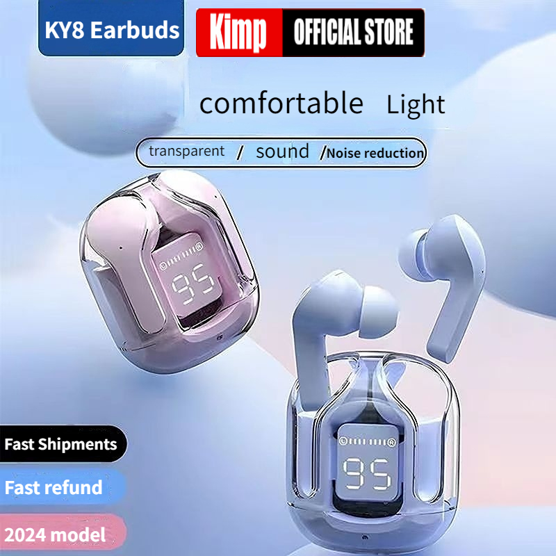 KY8 Earbuds 6 Colors Transparent Body Earphone,Bluetooth Wireless Earphones with Digital Silicon ...