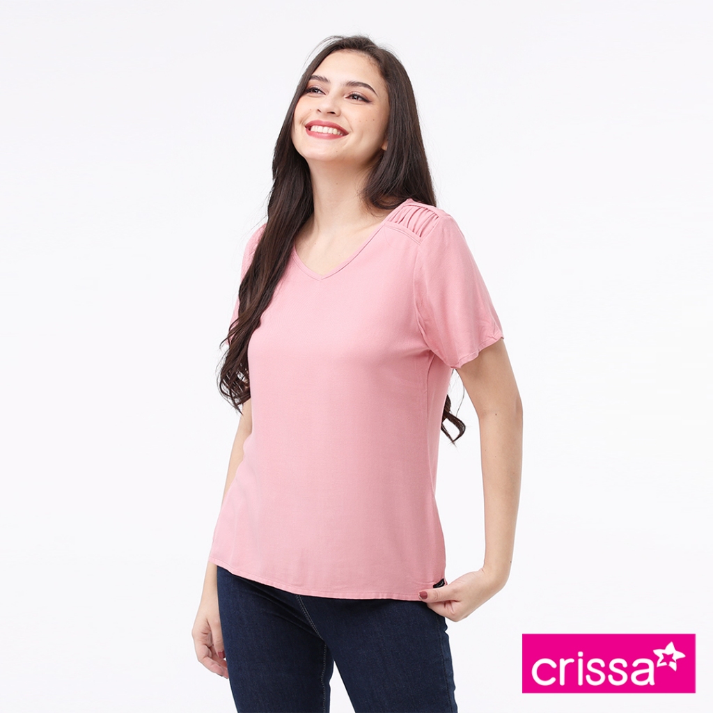 Crissa Bold Twill Rayon Short Sleeves Blouse CSLT25-0026 | Shopee ...