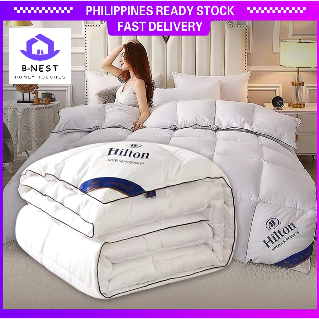 B-NEST Premium Hotel Quilt Hilton Plain White Duvet Filler Comforter ...