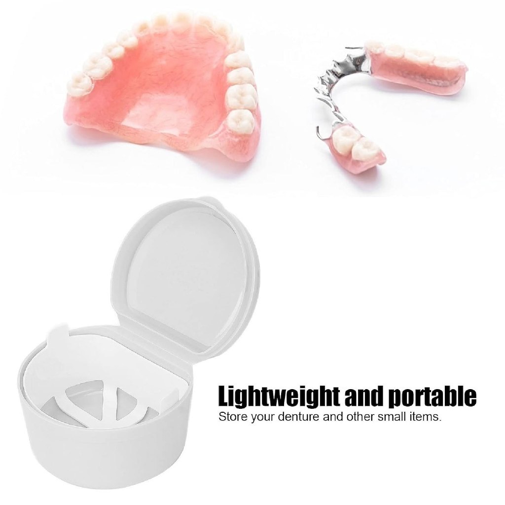 Denture Storage Box with Strainer Basket False Teeth Container Mouth ...