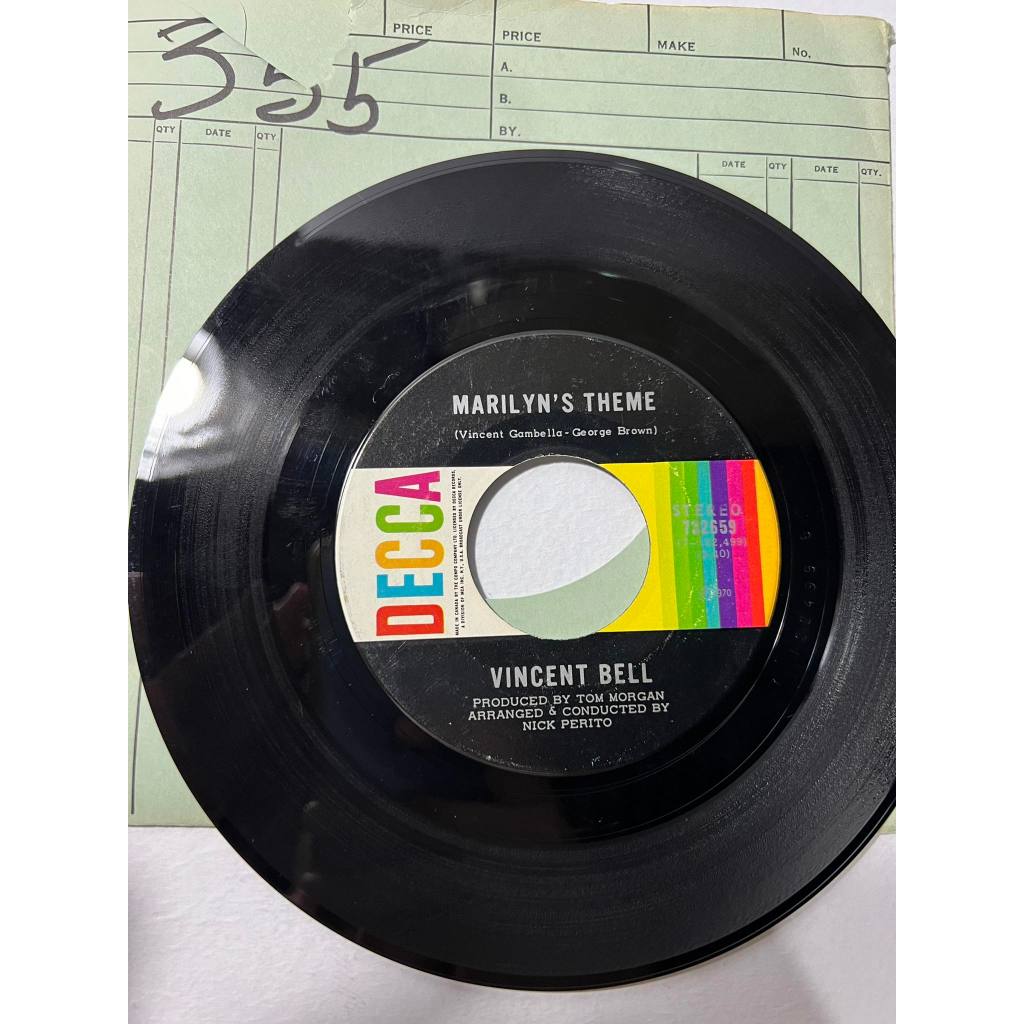 Vincent Bell – Airport Love Theme/ Marilyn's Theme Vintage 45rpm VG ...
