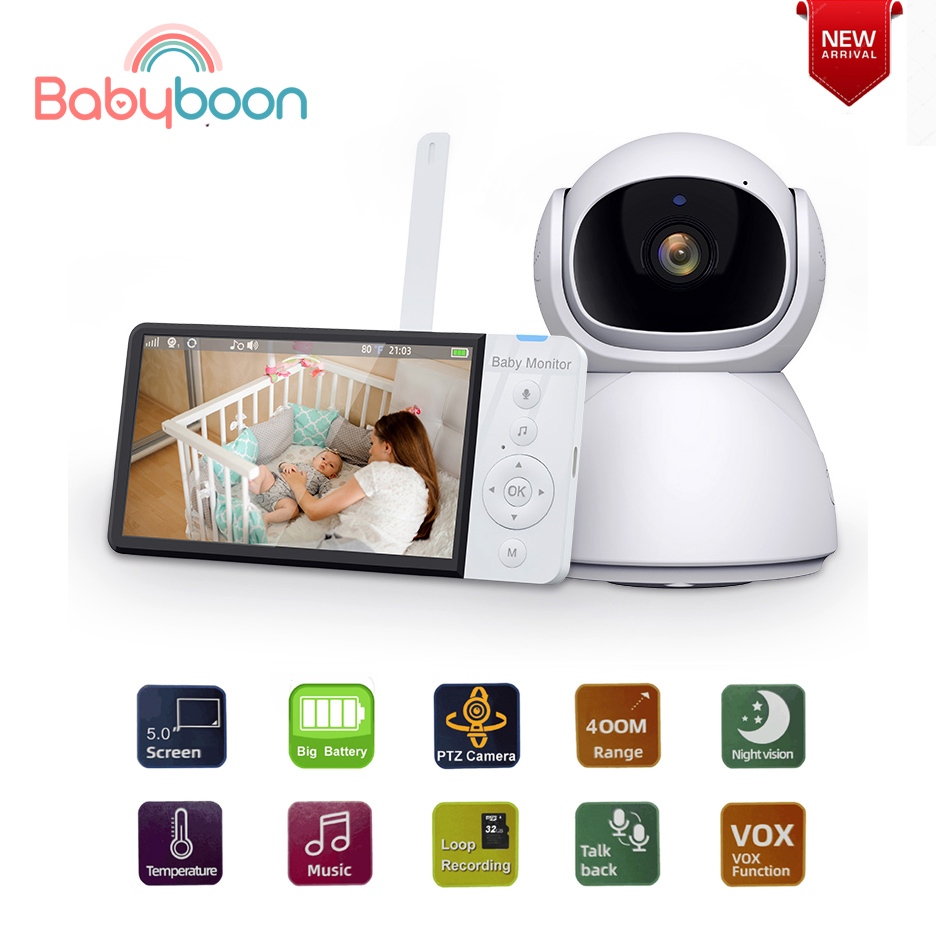 360 Smart Indoor Baby Monitor 5in LCD Display Wireless Security Camera ...