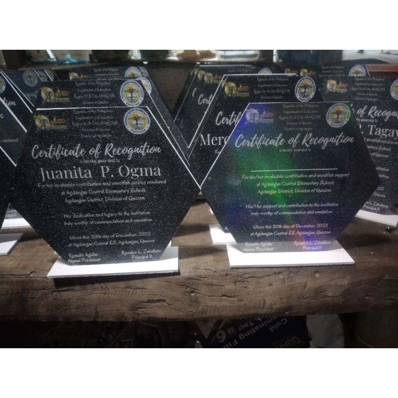 8x8 inches Hexagon Sintra Board Plaque type glittery and rainbow ...