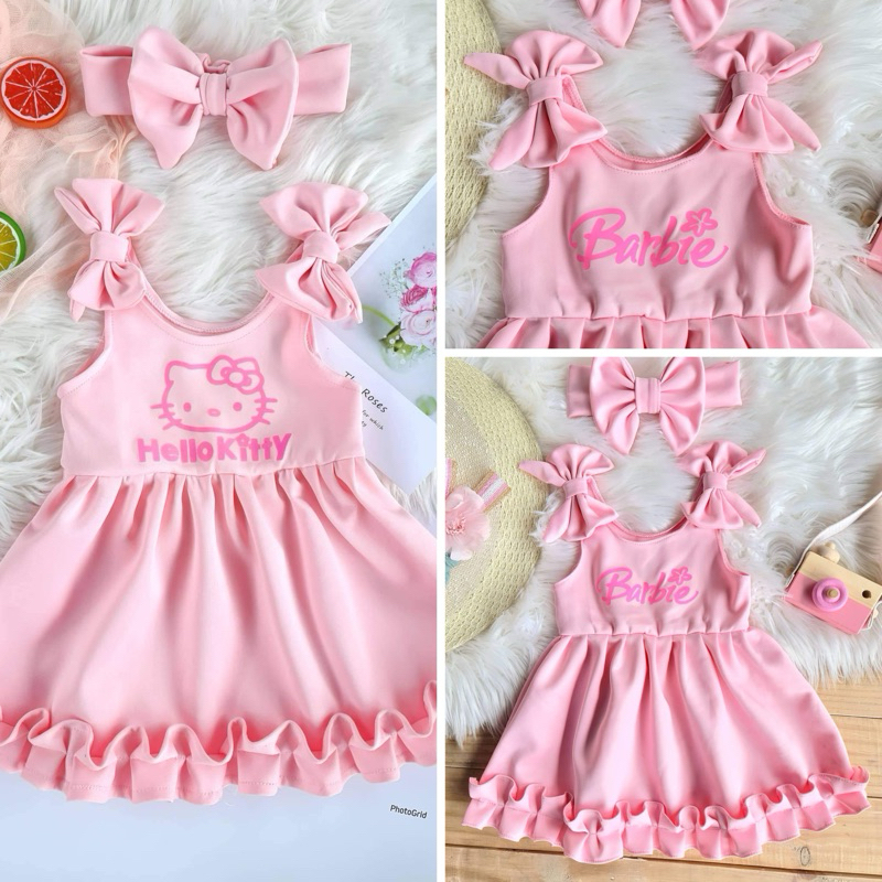 CAROLINE BARBIE AND HELLO KITTY KIDS DRESS WITH HEADBAND FIT TO 1 - 2 ...