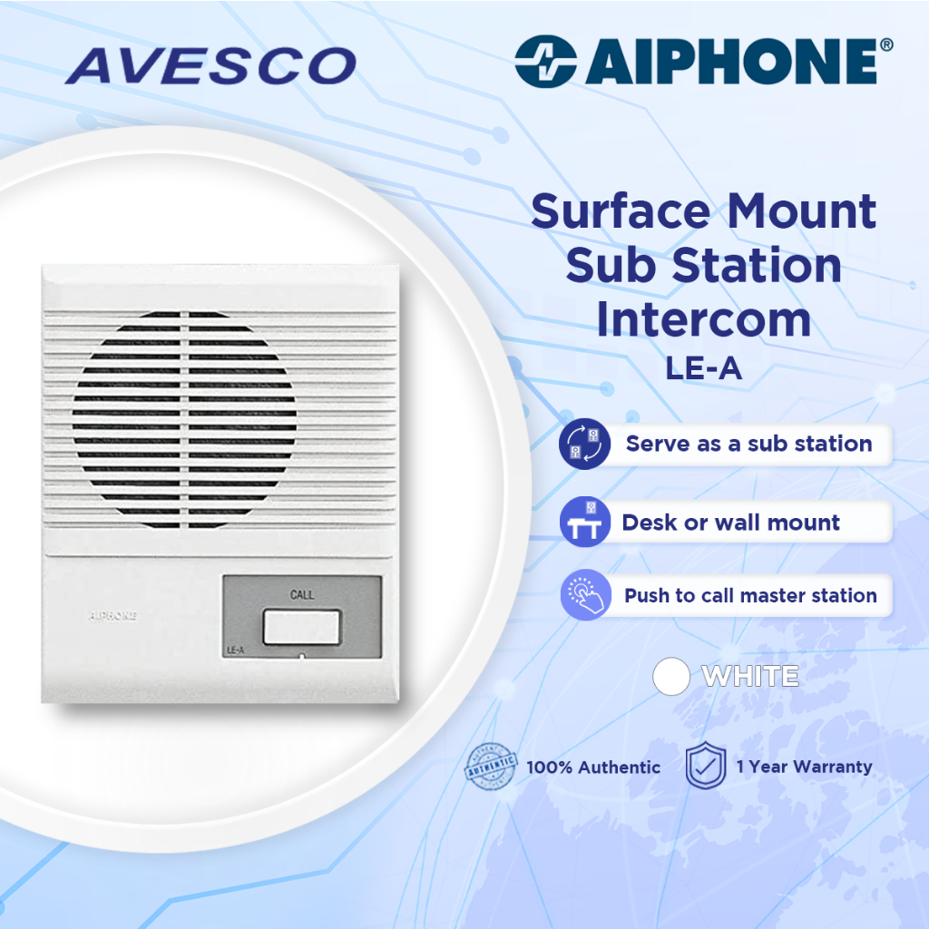 Aiphone Surface Mount Sub Station Intercom | LE-A | ABS plastic housing ...
