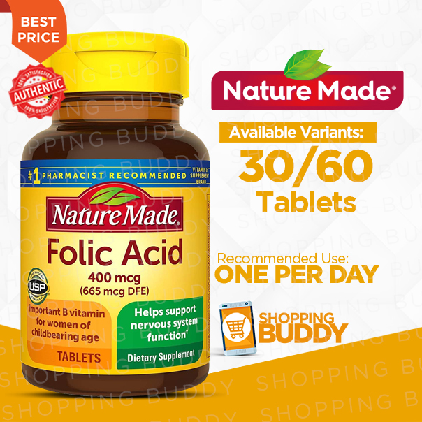Nature Made Folic Acid 400 mcg Tablets | Shopee Philippines
