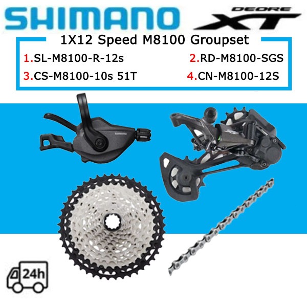SHIMANO DEORE XT M8100 Groupset 1x12 Speed MTB M8100 Shifter Rear Derailleur Cassette Chain ...