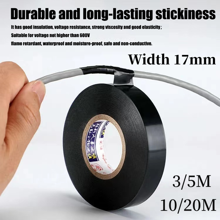 3/5/10/20M 1PC Electrical Tape Black Tape Wire Strong Insulating ...