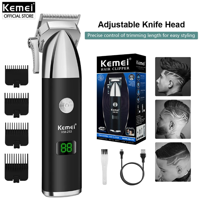 Kemei KM-253 Low Noise Rechargeable Cordless Hair Clipper Trimmers ...