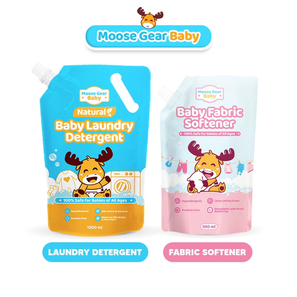 Moose Gear Baby Laundry Liquid Detergent 1000ml & Fabric Softener Fabcon 500ml | Shopee Philippines