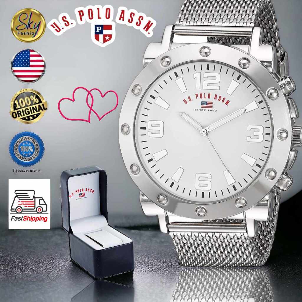 U.S. Polo Assn. Men's Mesh Watch Model US8815 Analog Quartz Silver ...