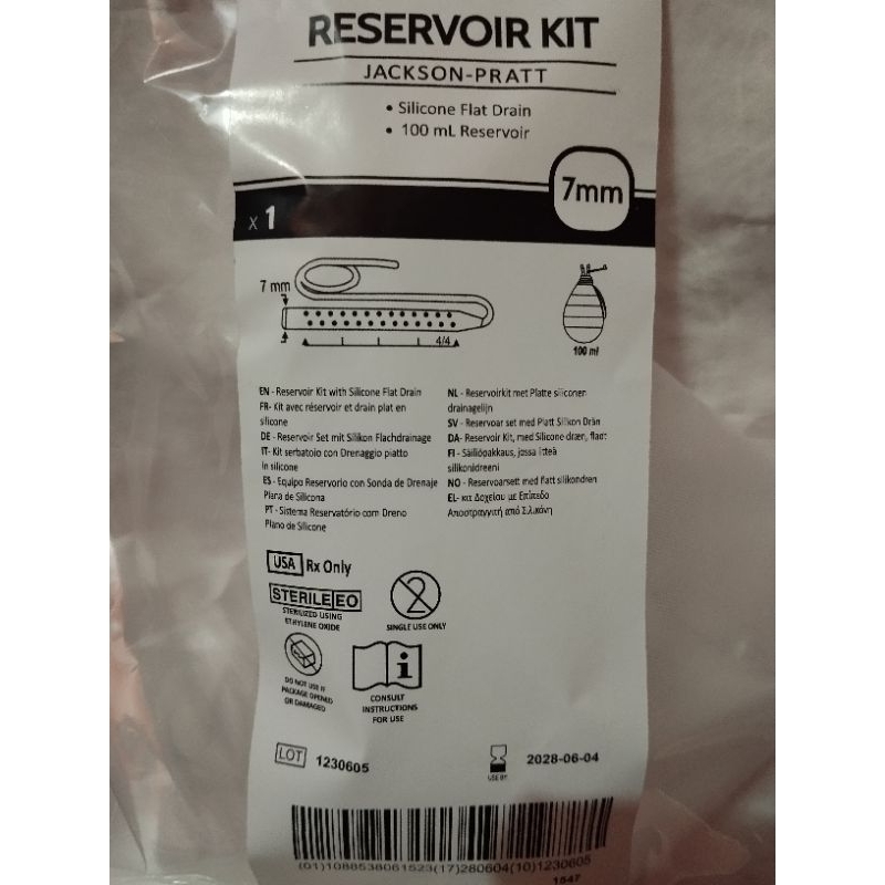 Jackson pratt( jp drain) 100ml 7mm sterile, silicone flat drain ...