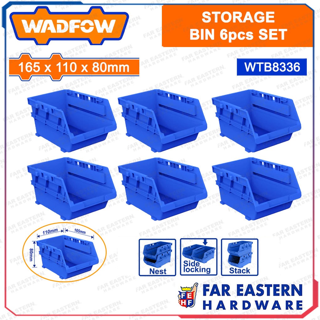 WADFOW Plastic Storage Bin 6pcs Set Organizer Portable Tool Box ToolBox WTB8336 WFHT | Shopee ...