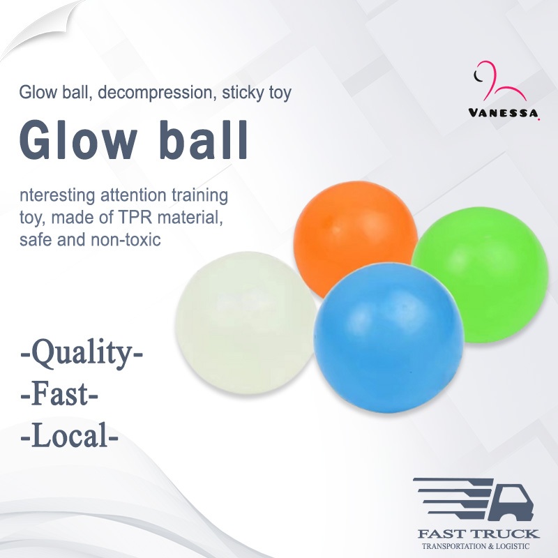 3Pcs Ceiling Stick Wall Ball Luminescent Stress Relief Toys Sticky Ball ...