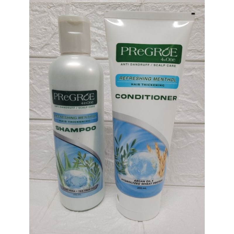 PREGROE SHAMPOO REFRESHING MENTHOL HAIR THICKENING / CONDITIONER (200ml ...