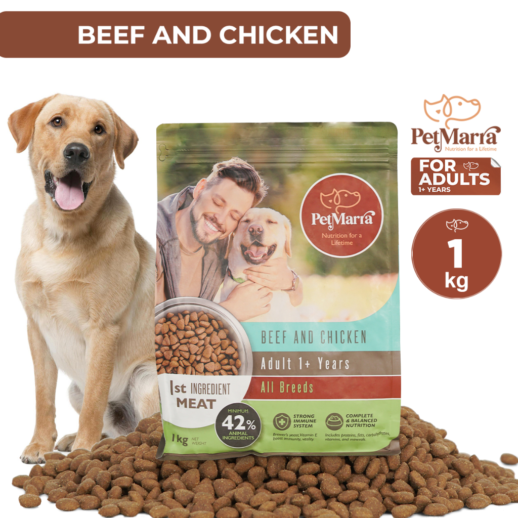 PetMarra Puppy/Adult Dog Dry Food Beef and Chicken Flavor 1kg ...