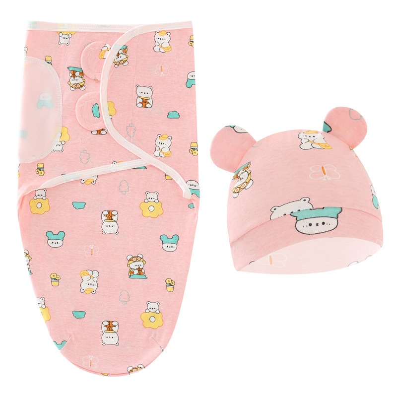 2pc swaddle and hat baby new born sleeping sack infant wrap baby hat ...