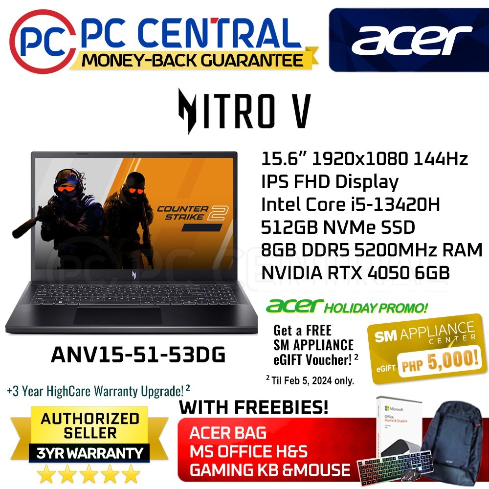 Acer Nitro V (ANV15-51-53DG) 53DG | Intel Core i5-13420H | 512GB SSD ...