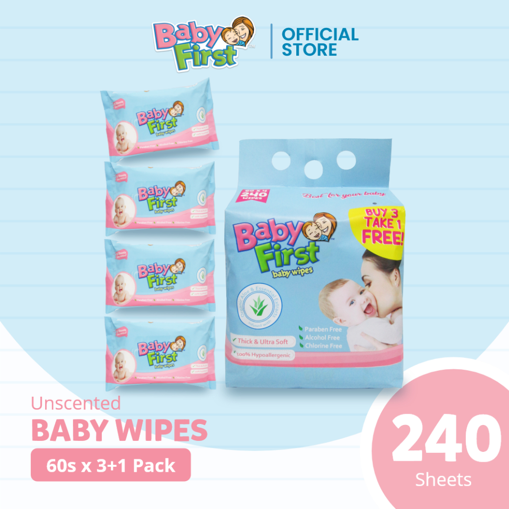 Baby First Baby Wipes 60 Sheets 3+1 Pack (240 Sheets) | Shopee Philippines