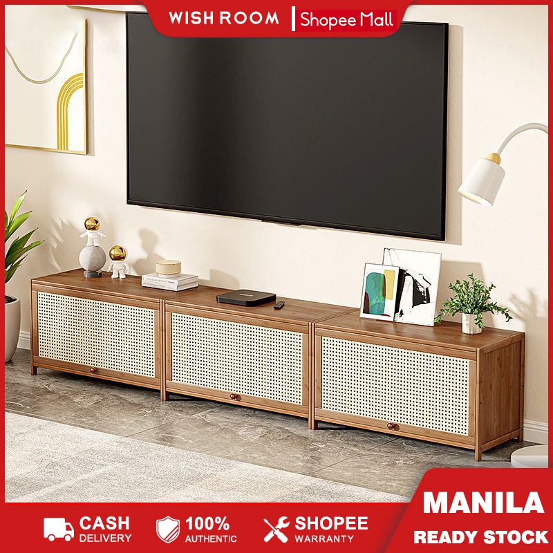 Wishroom TV Cabinet Bamboo Modern Minimalist TV Rack Cabinet Storage ...