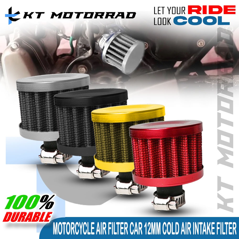 KT MOTORCYCLE UNIVERSAL AIR FILTER 12 MM COLD AIR INTAKE TURBO VENT ...