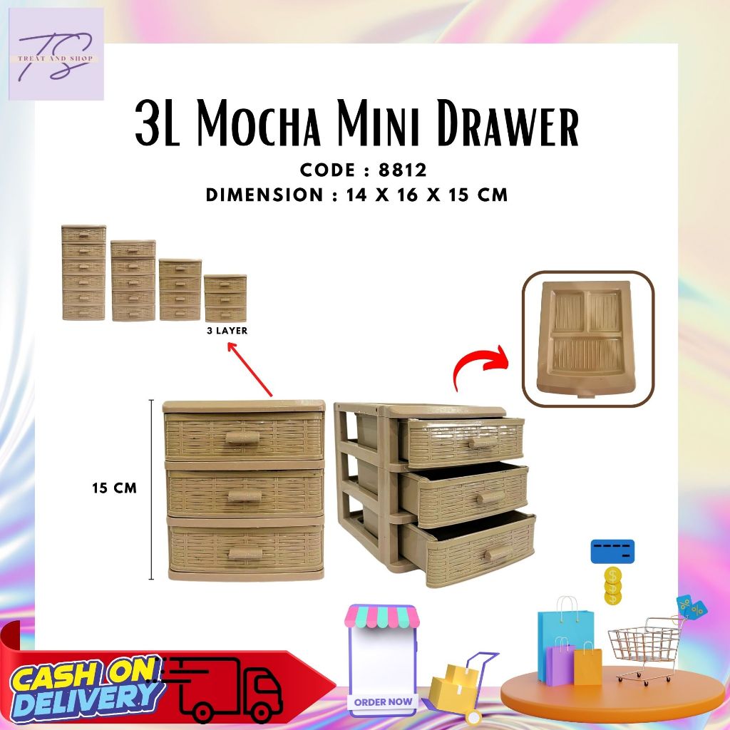 [NEW] 8812 3L MOCHA MINI DRAWER / MINI DRAWER / 3LAYER MINI DRAWER ...