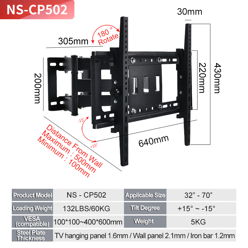 6 Arms TV Mount 26-55 / 32-70 inch Screen For TV Swivel Tilt Mount ...