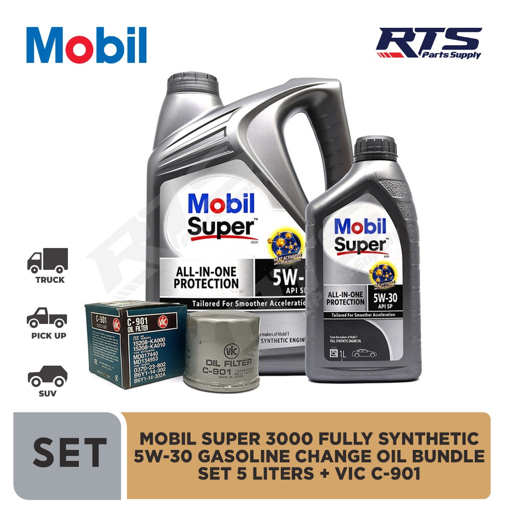 Mobil Super 3000 Fully Synthetic 5w-30 Gasoline Change Oil Bundle Set ...