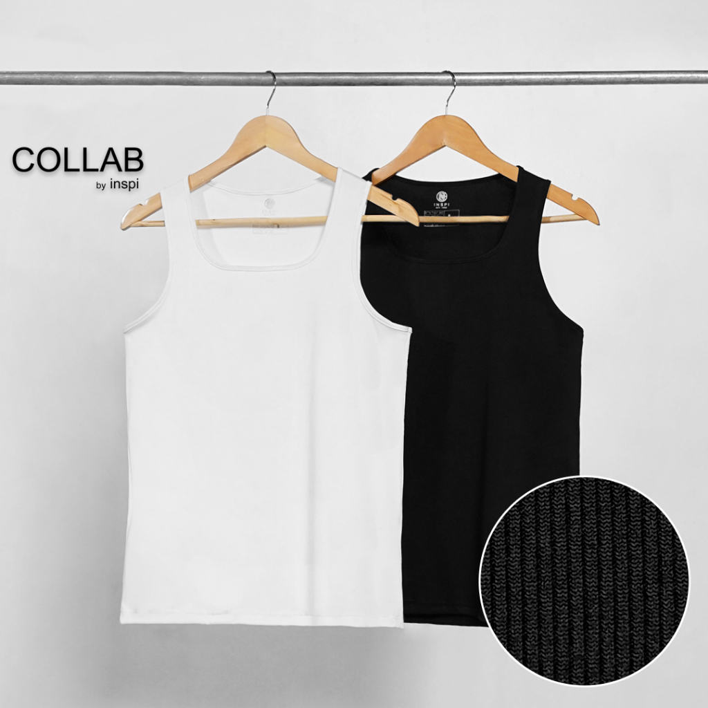 COLLAB By Inspi Gym Ribbed Sando For Men Body Fit Sleeveless Muscle ...