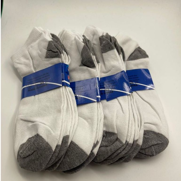 3/6pairs School Student Kids Ankle Socks White Base/Gray Bottom Spandex ...