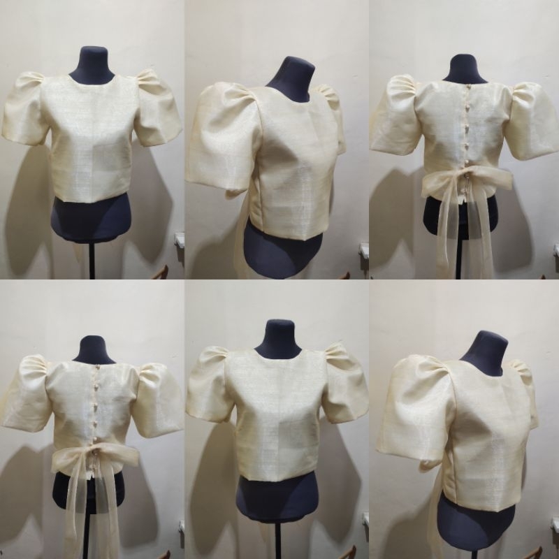 KIMONA Modern Filipiniana with Pearl Button and Ribbon | Shopee Philippines