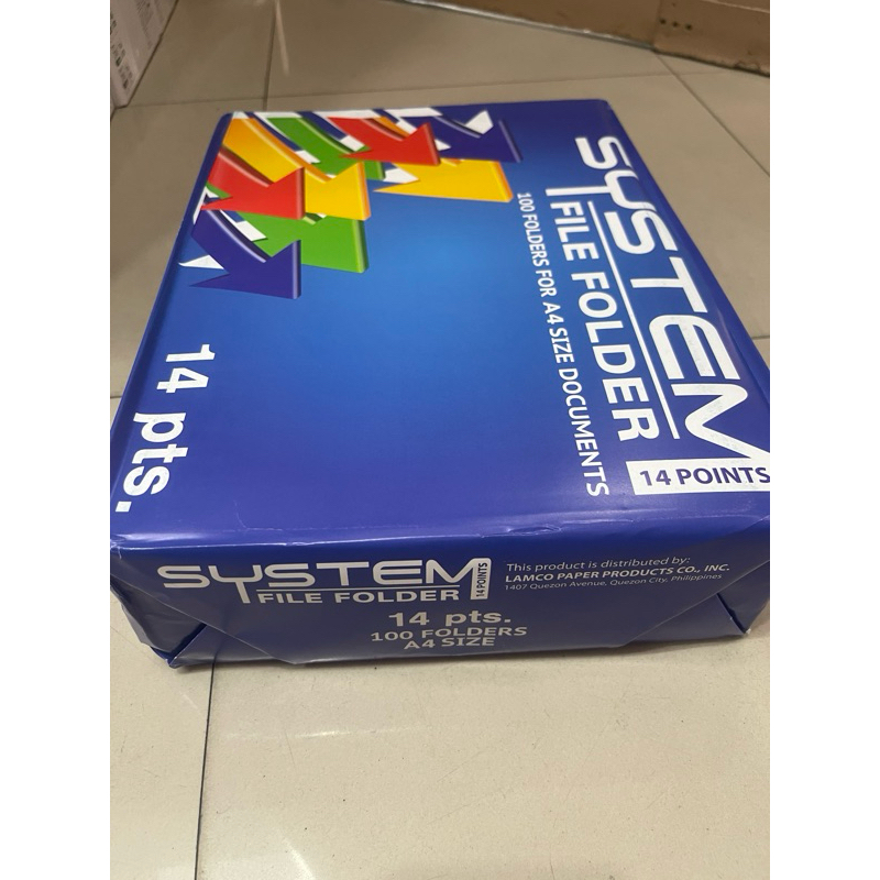 SYSTEM FILE FOLDER white available in 11Pts and 14PTs (Short/A4/Long ...